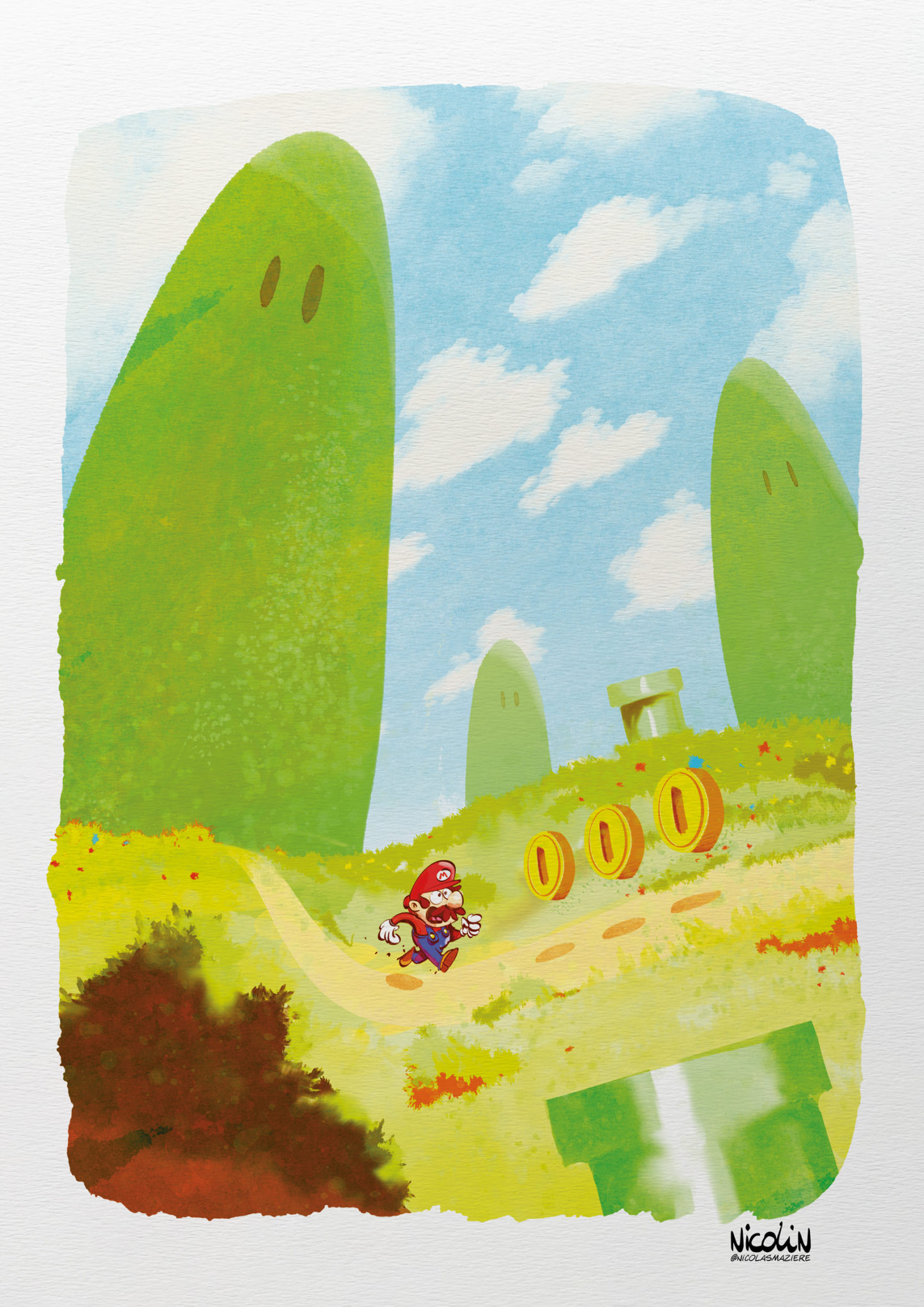 Illustration Aquarelle – Super Mario